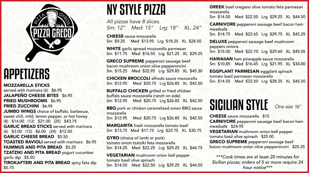 Menu | Pizza Greco